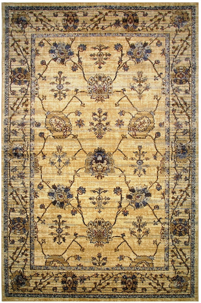 La Rugs Leonardo Area Rug 115-16 Yellow Scrolls Leaves 8' x 11 ...