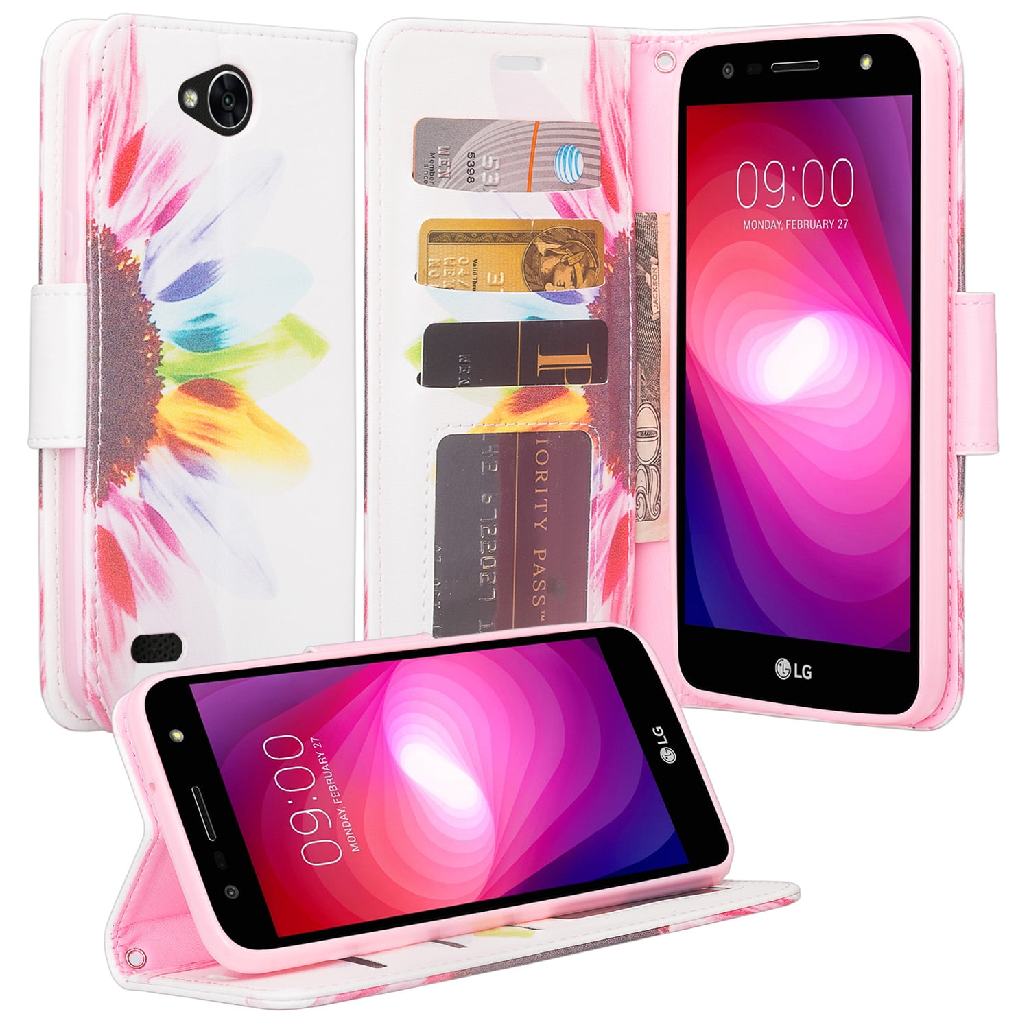 LG X CHARGE Case, Slim Flip Folio [Kickstand] Pu Leather Wallet Case ...