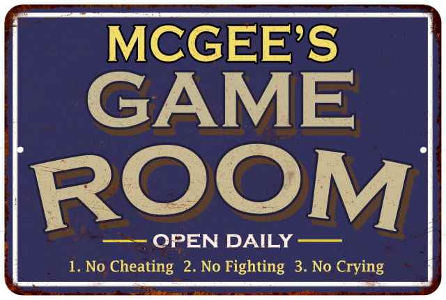 MCGEE'S Blue Game Room Sign Metal Wall Decor 8x12 108120002288 ...