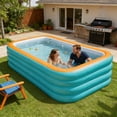Extra-Large Inflatable Home Swimming Pool. Blue And White Swimming Pool ...
