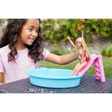 Barbie, Doll and Pool Playset with Slide, Blonde in Tropical Swimsuit ...