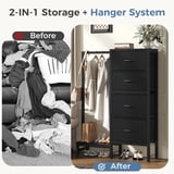 CONCETTA 44-inch Tall Dresser with Hanging Rack & 4 Drawers, Small ...
