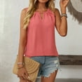 Fengqque Women's Solid Color Fashion Sleeveless Round Neck Hollow-out ...