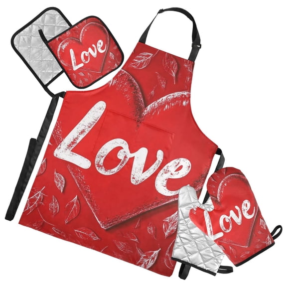 Anime Style Wooden House Oven Mitts and Pot Holders with Chef Apron Set ...