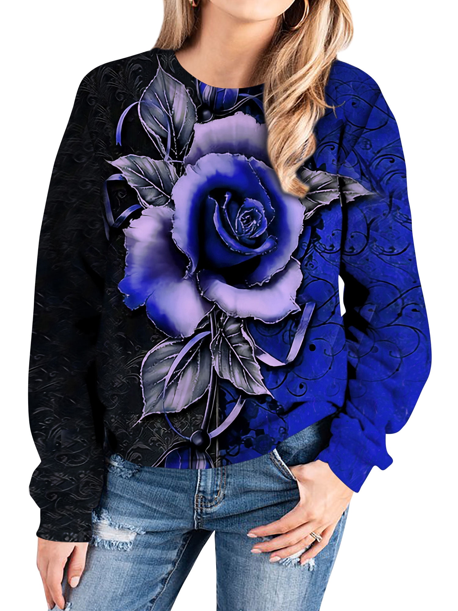 TWZH Women 3D Print Floral Daisy Dandelion Rose Sunflower Graphic Top ...