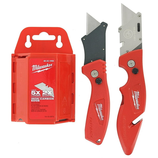 Milwaukee Fastback Flip Utility Knife 2 Piece Set with Razor Blade ...