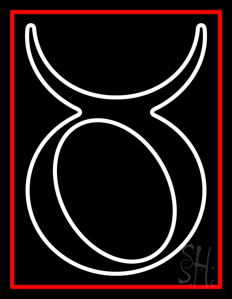 White Taurus Red Border LED Neon Sign 31" Tall x 24" Wide - inches ...