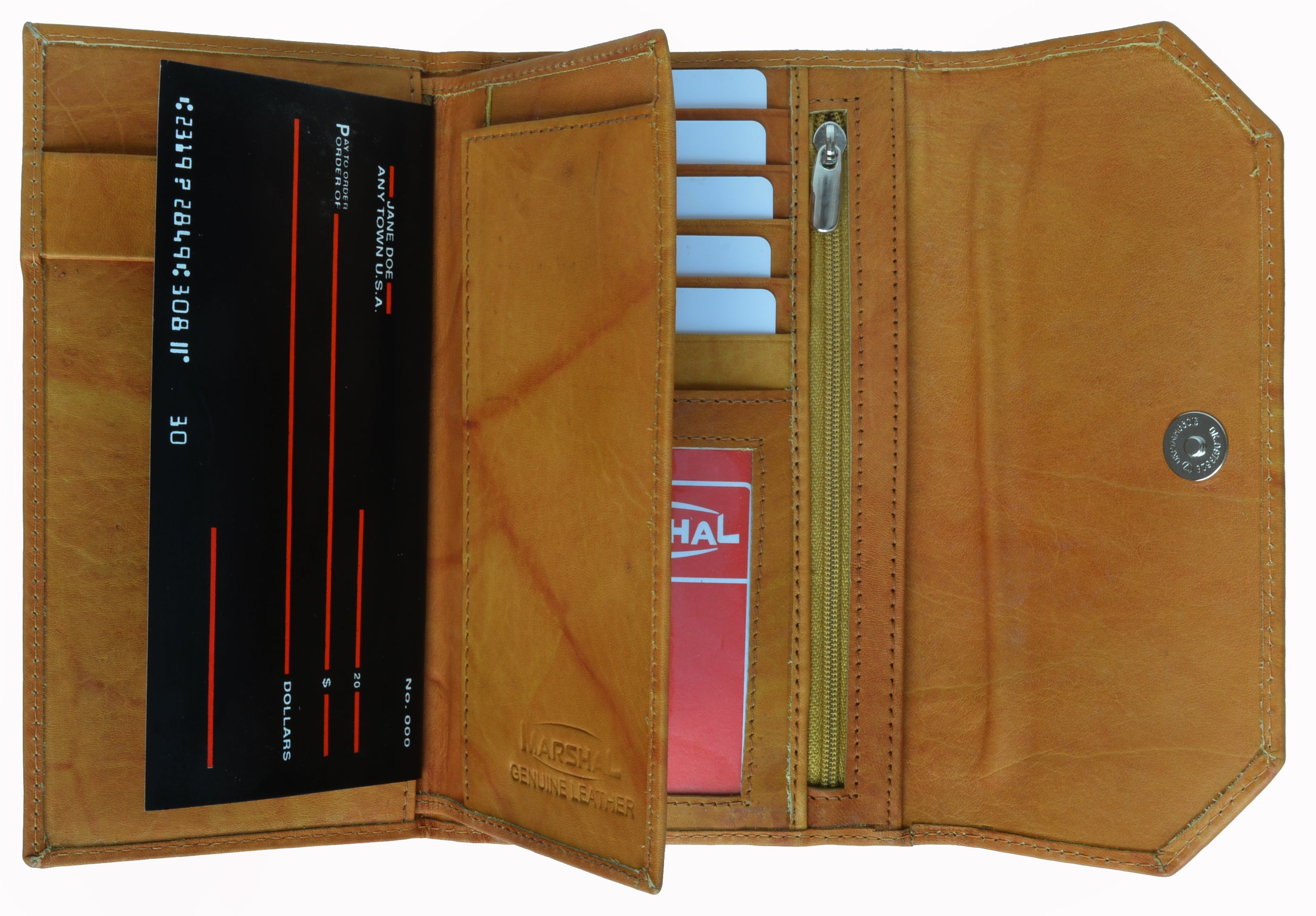 Leather Trifold Wallet For Women With Removable Checkbook Holder ...