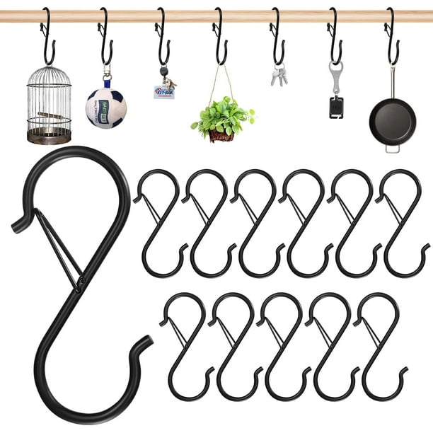 12 Pieces S Hooks with Buckle, Metal S Shaped Hooks for Hanging ...