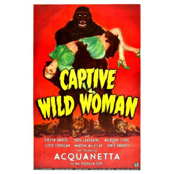 Captive Wild Woman Movie Poster 24x36 Art Poster 24x36 Multi-Color Square Adults Best Posters ...
