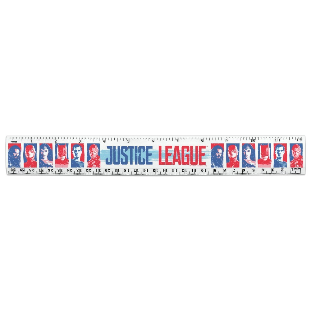 Justice League Red, White and Blue 12 Inch Standard and Metric Plastic ...