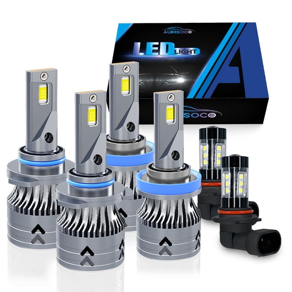 Combo LED Headlight Super Bright White High/Low+Fog Light 6000k Bulbs ...