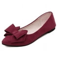 Bowknot Ballet Flats Womens Pointy Toe Casual Flat Shoes Suede Dress ...