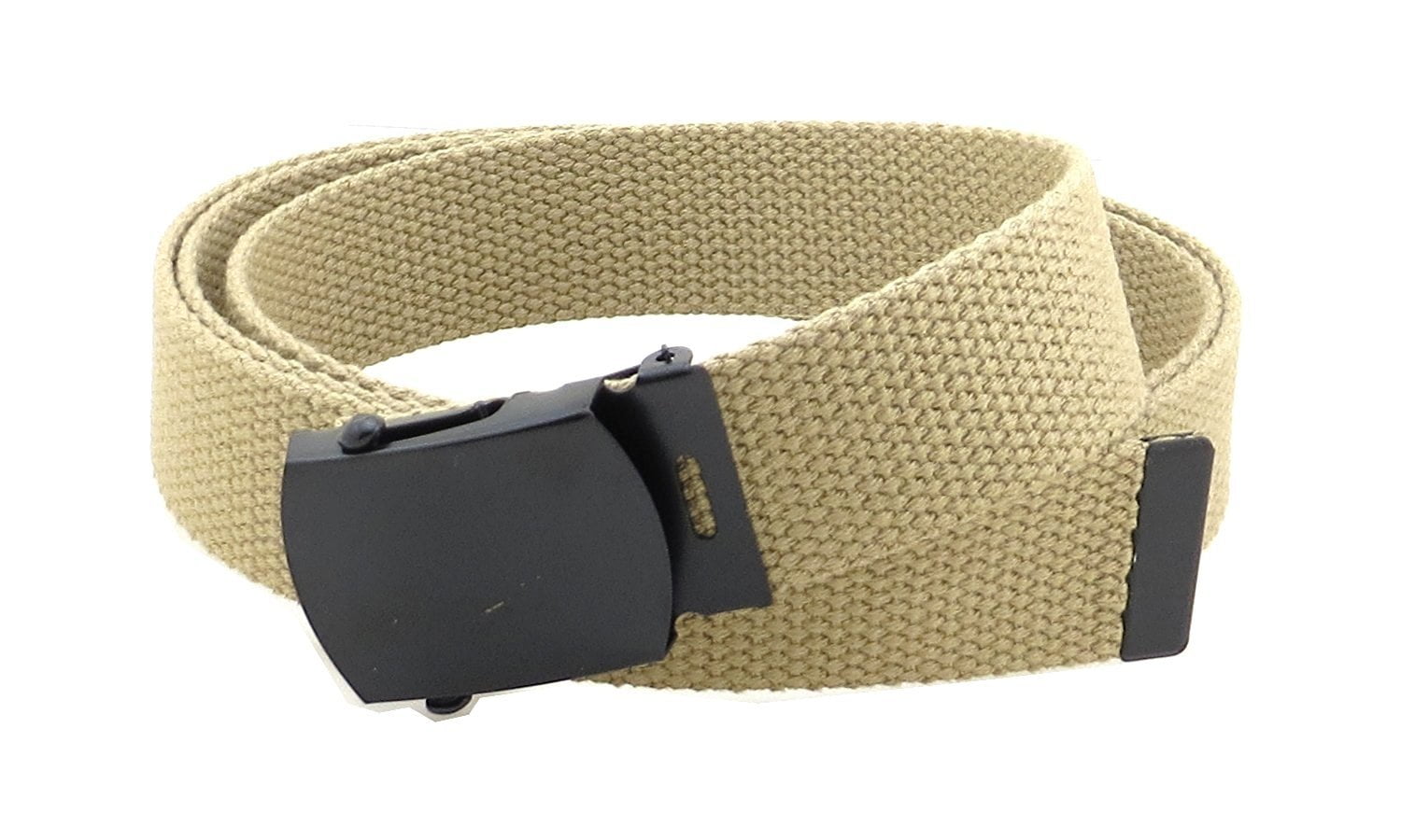 Canvas Web Belt Military Style with Black Buckle and Tip 56" Long Many ...