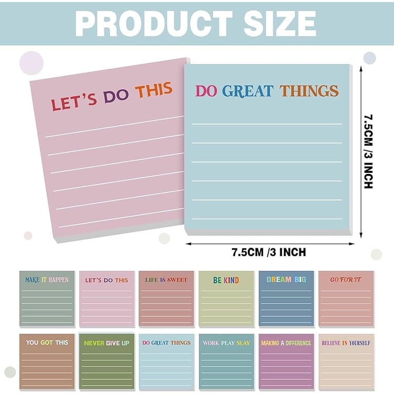 Inspirational Sticky Notes Yinder 24 Pack - Cute Motivational Notes For ...