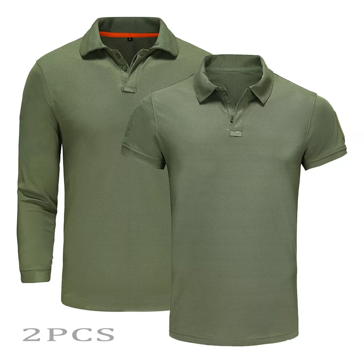2pcs Playera Tipo Polo Tactica Para Hombre Manga Larga Corta | Bodega ...
