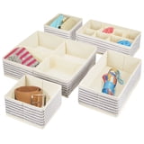 mDesign Fabric Drawer/Closet Divided Organizers, Set of 5, Natural/Blue ...