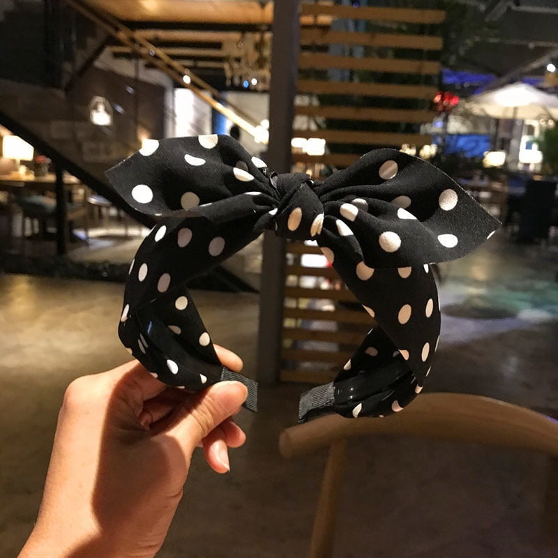 Women Cute Bow Hairband Big Bowknot Headband Dot Hair Hoop Band Hair ...