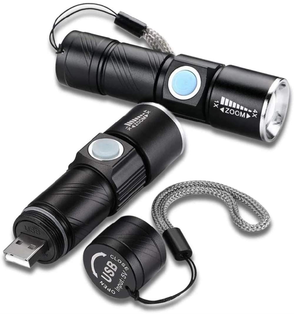 Mini USB Rechargeable Flashlight (2-PACK) Multifunctional Torch ...