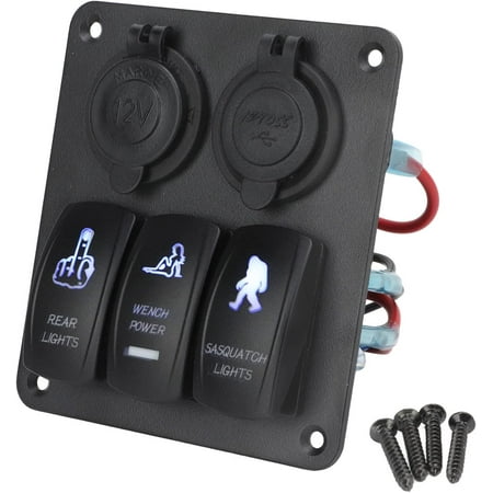 3 Gang Rocker Switch Panel 12V‑24V Toggle Switch Panel Dual USB Charger ...