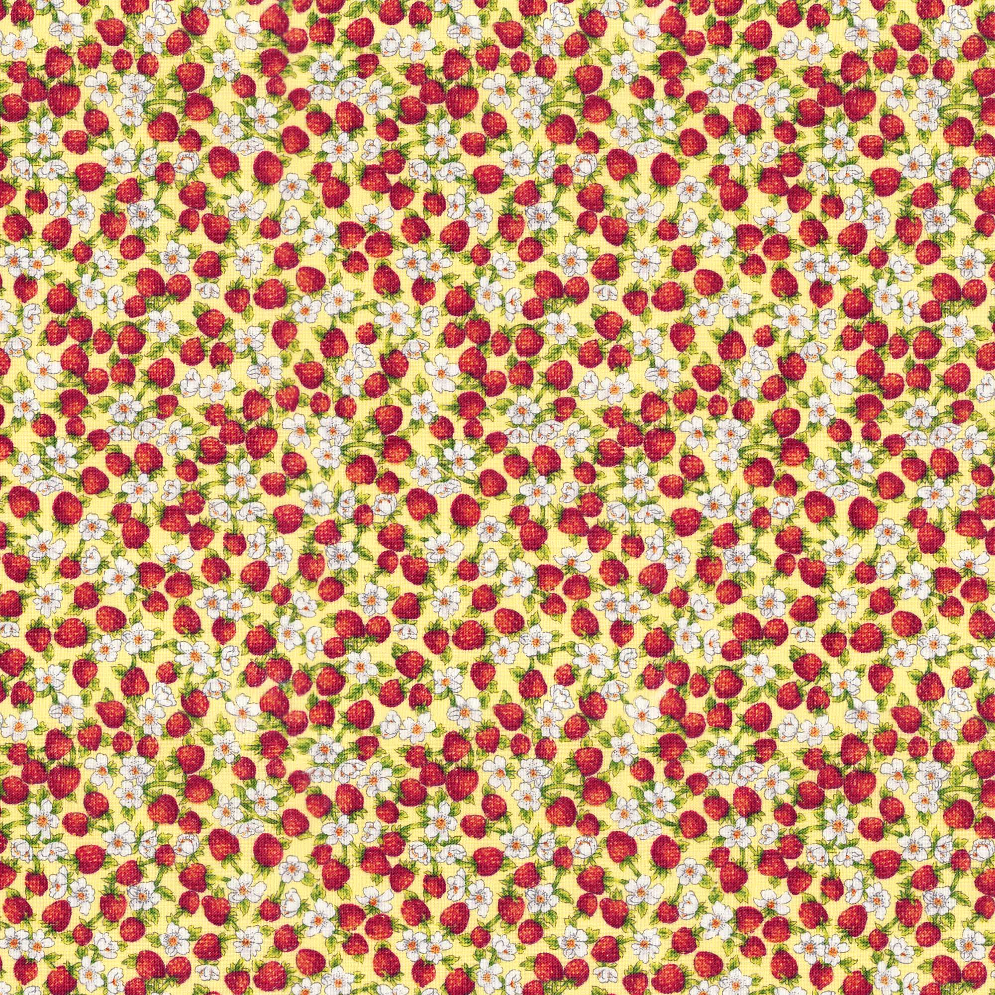 David Textiles Strawberries Flowers Cotton 1 Yard Fabric Cut David Textiles Strawberries Flowers Cotton 1 Yard Fabric Cut