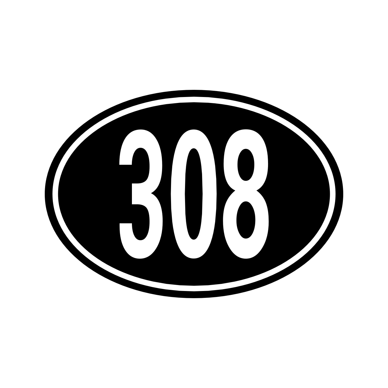 Oval 308 Sticker Decal Die Cut - Self Adhesive Vinyl - Weatherproof ...