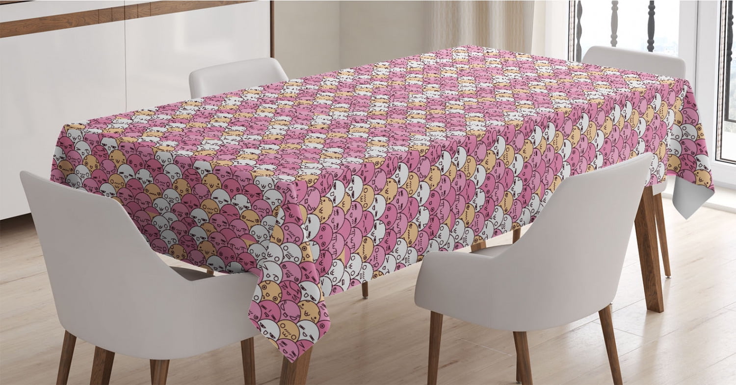 Anime Tablecloth, Pattern with Funny Kawaii Faces Showing Various ...