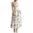 Avrnliq Womens Red Floral Maxi Dress Square Neck Sleeveless A-Line 4 ...