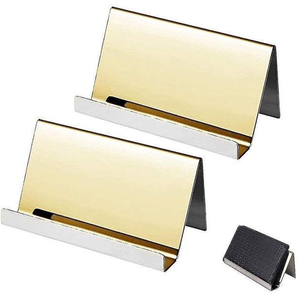 2 Pieces Stainless Steel Business Cards Holder, Card Display Stand ...