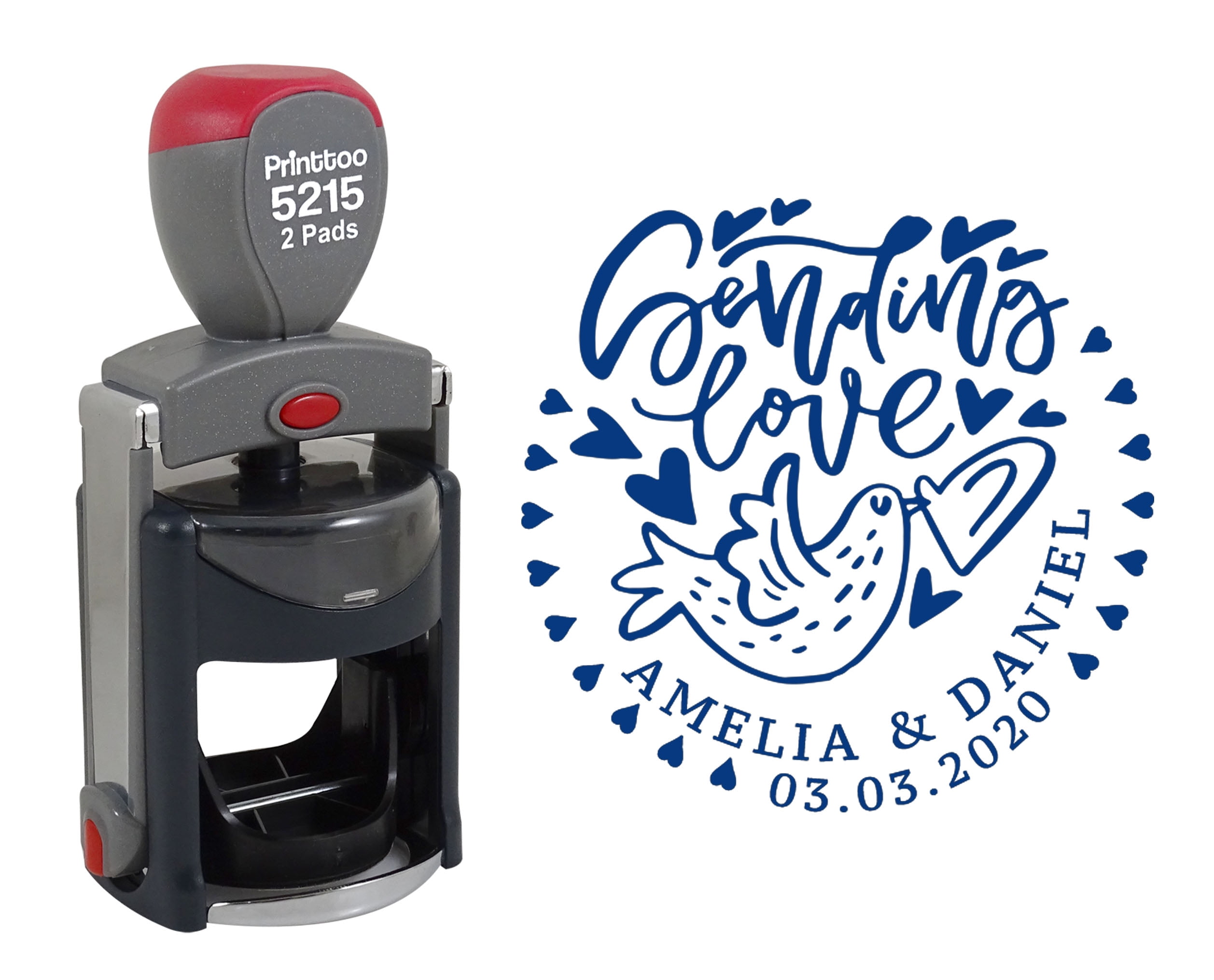 Printtoo Personalized Heavy Duty Blue Self Inking Wedding Favor Round ...