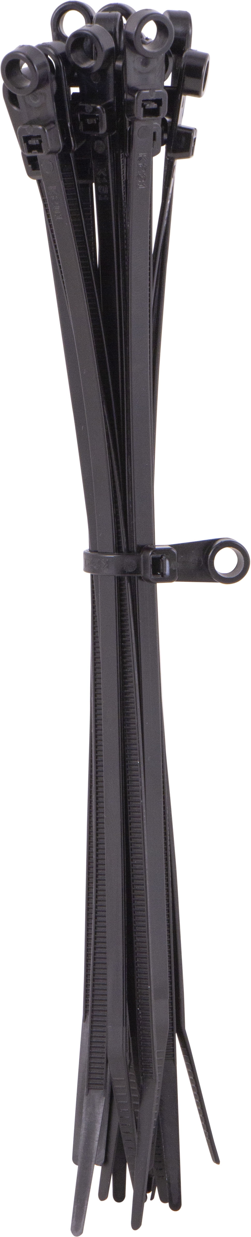 Hyper Tough 8in. Black Mounting Zip Ties 20 Pack, 75lb. Tensile ...