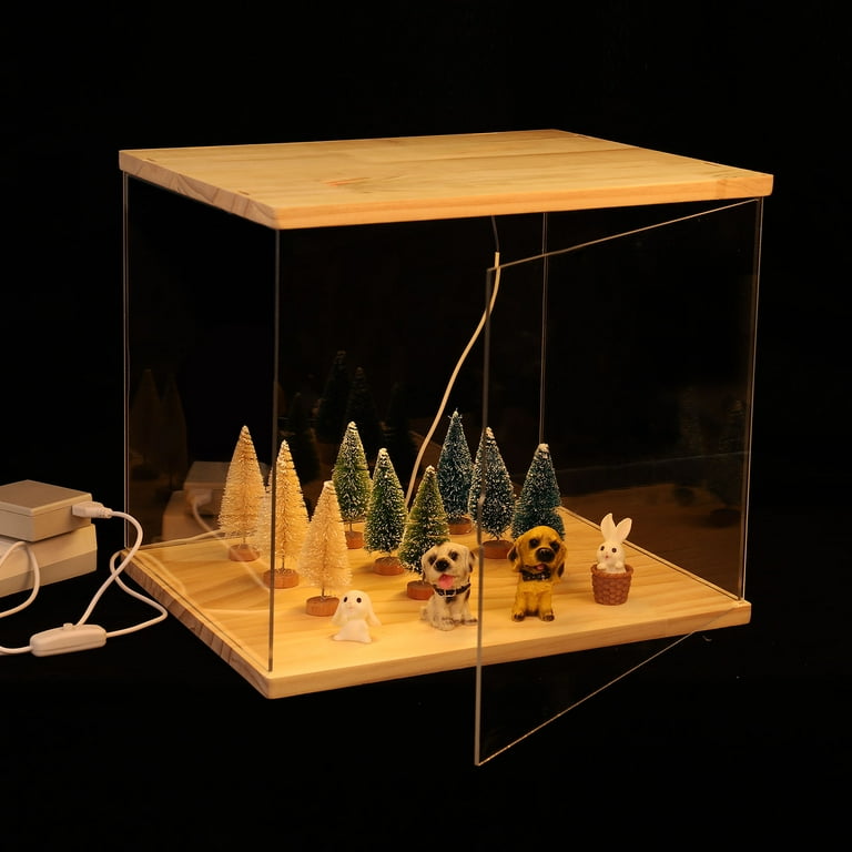 8 Led Lighting Display Box Clear Acrylic Display Case Stand With LED