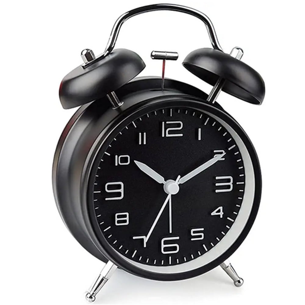 Vintage Alarm Clock Analog Silent Non-Ticking Quartz Twin Bell Super ...