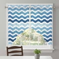 Blue Gradient Sheer Curtains Swag Valances for Windows Water Ripple ...