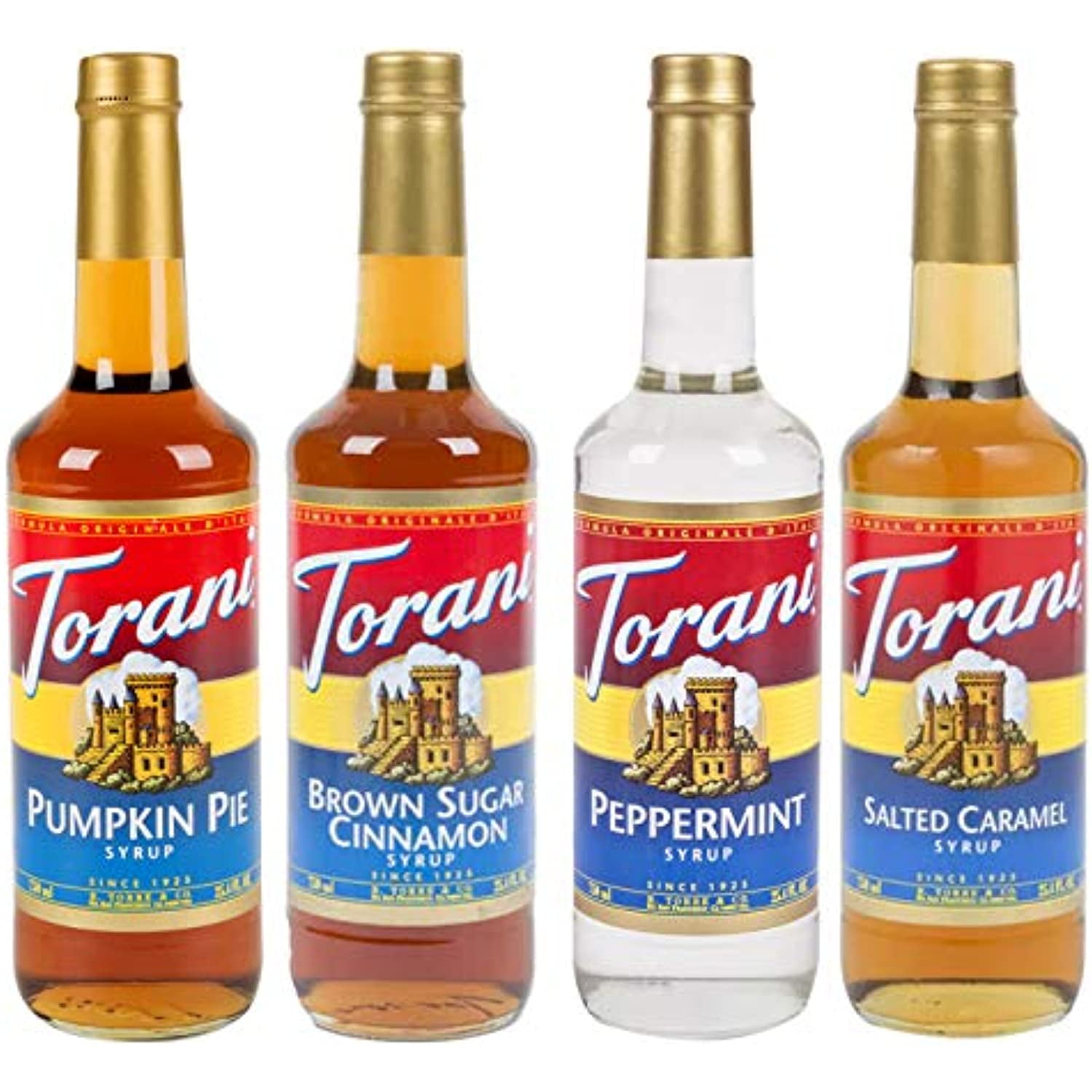Torani Fall Winter Syrup 4 Pack, Pumpkin Pie, Peppermint, Salted ...