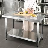 Gymax Stainless Steel Utility Work Table 24'' x 36'' with Storage Base ...