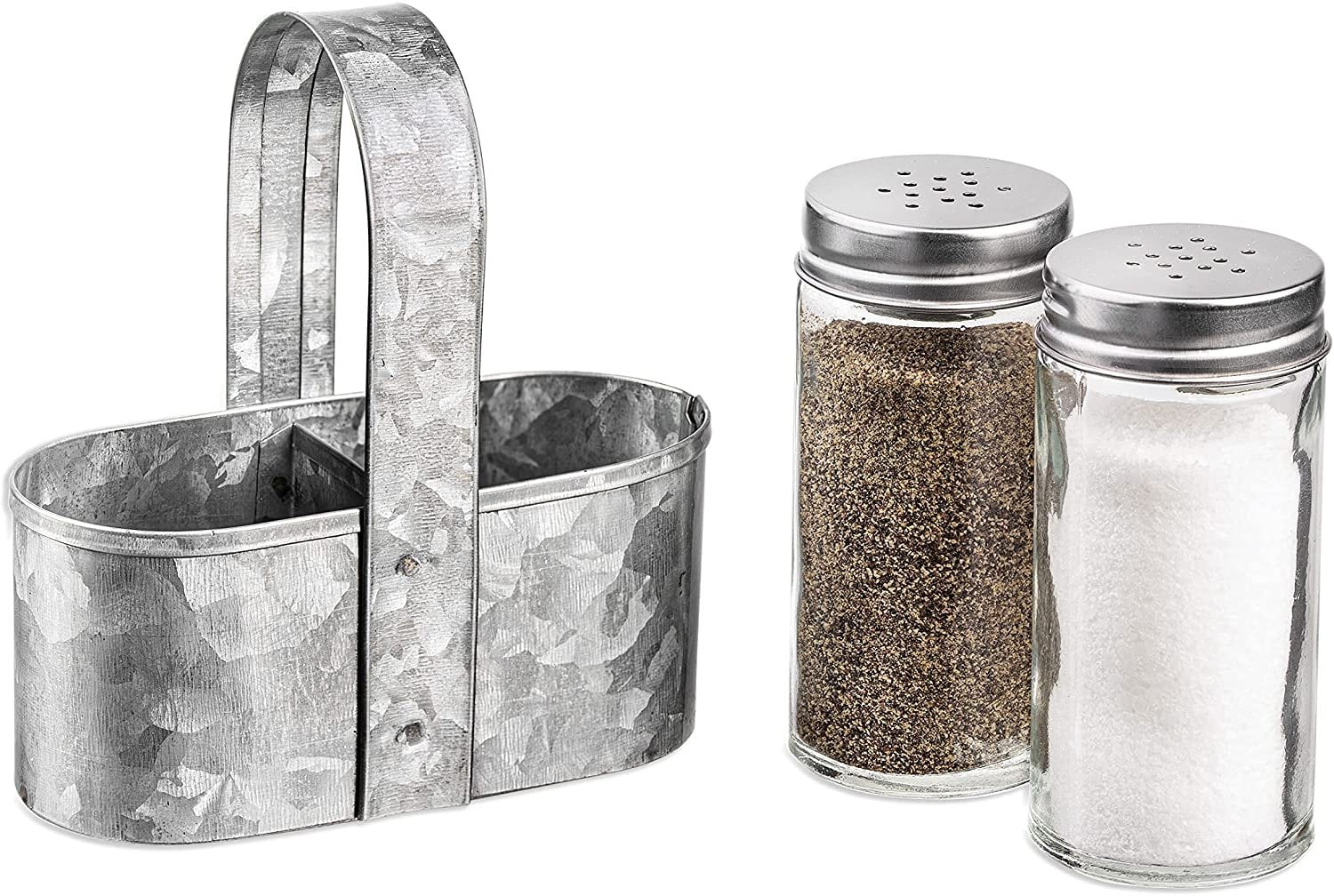 Royalty Art Farmhouse Salt and Pepper Holder with Carry Handle, Rustic ...