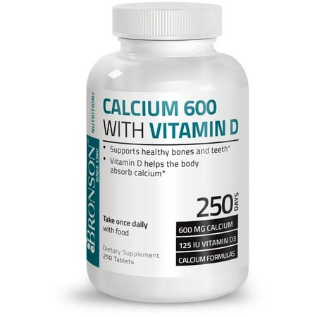 Bronson Calcium 600 with Vitamin D, 250 Tablets - Walmart.com