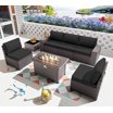 RADIATA 9 Pcs Outdoor Furniture with Fire Pit Table, Wicker Sectional ...