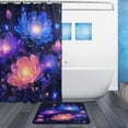 Bath Curtain & 60x72in Non-Slip Bath Mat Set 12-Grommet Shower Curtain ...