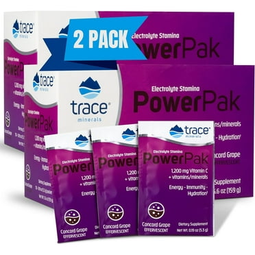 Trace Minerals | Power Pak Electrolyte Powder Packets | 1200 mg Vitamin ...