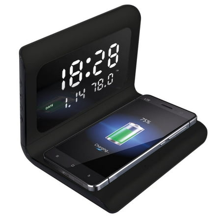 CJ Tech 10-Watt Fast Wireless Charging Alarm Clock - Black | Walmart Canada