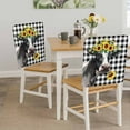 Farm Cow Chair Back Covers Set of 8, Sunflower Black Plaid Watercolor ...