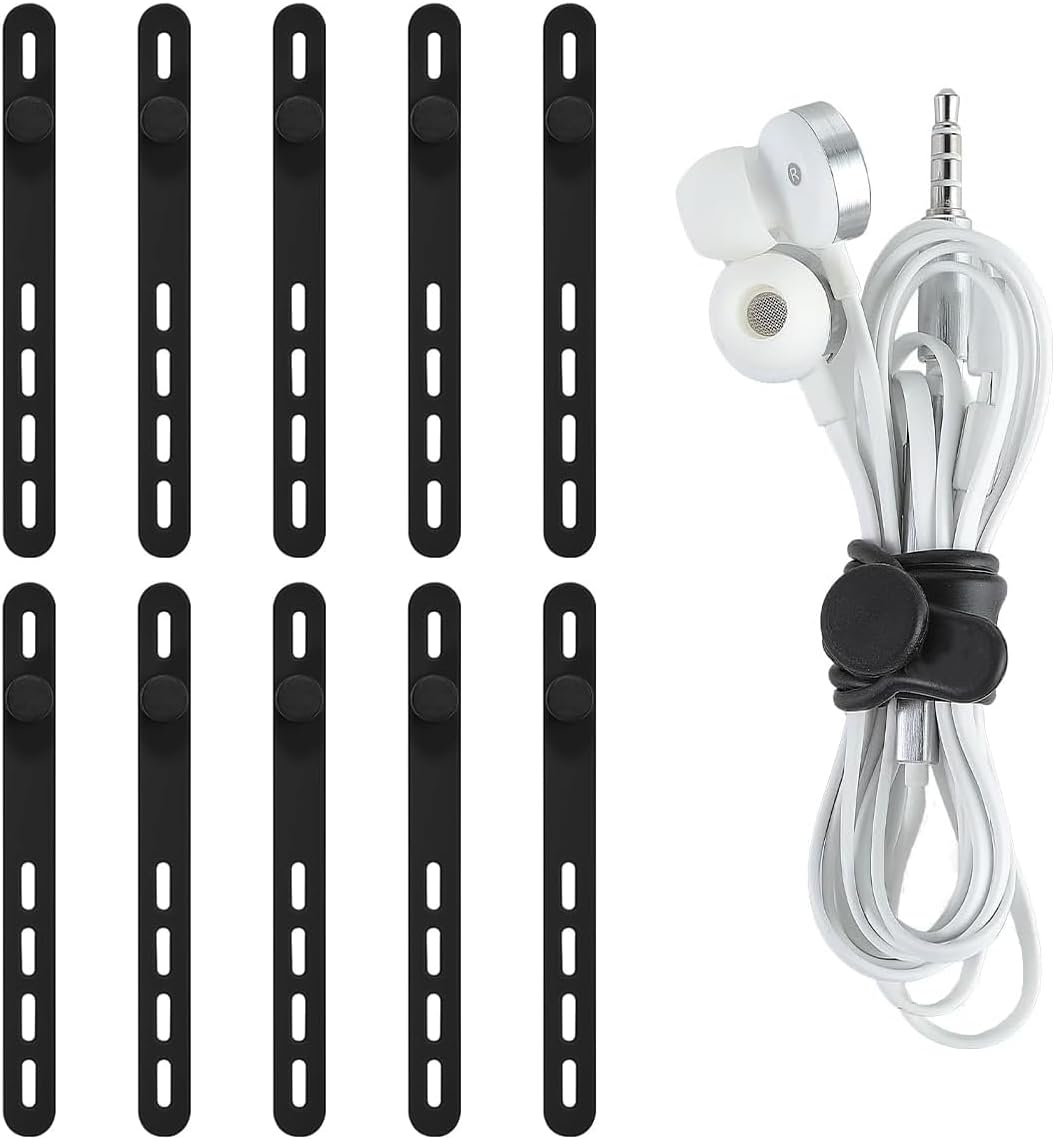 shiyou-10Pcs Silicone Cable Straps Wire Organizer for Earphone, Phone ...