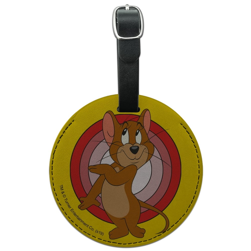 Tom and Jerry Jerry Character Round Leather Luggage Card Suitcase Carry ...