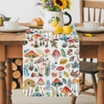 Burlap Table Runner 120 Inches Long, Vintage Rustic Watercolor Mushroom ...