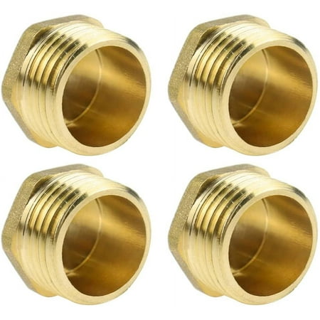 Jinsinto 4 Pieces Brass Plug 1/2" Male Threaded Brass Hex Tube Plug ...