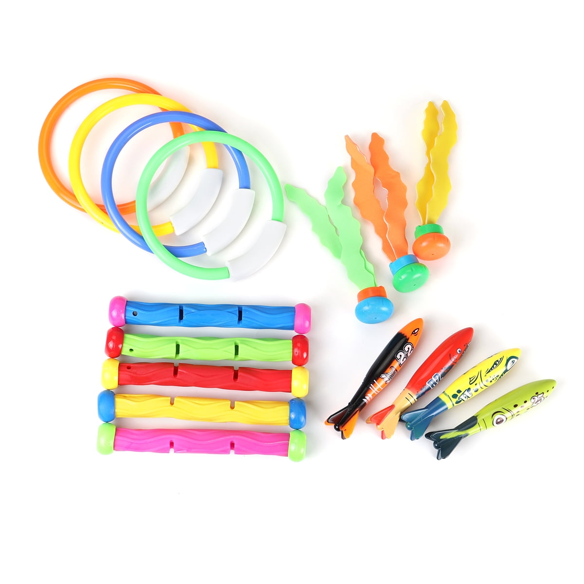 15-19pcs/set Swimming Pool Diving Training Underwater Diving Toys Water ...