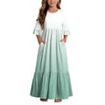 AHTJRT Girls Wrap Maxi Dresses Crew Neck 3/4 Sleeves Boho Ruffle ...