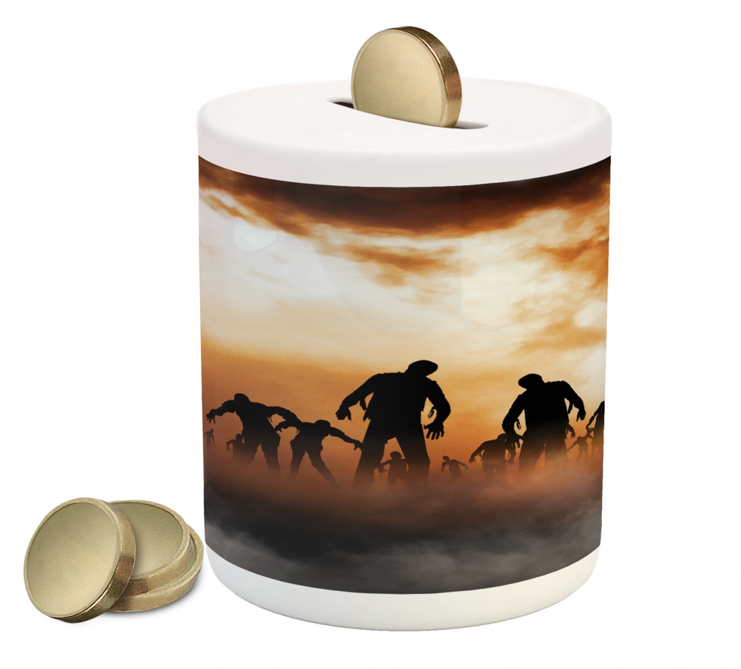 Halloween Piggy Bank, Zombies Dead Men Walking Body in the Doom Mist at ...
